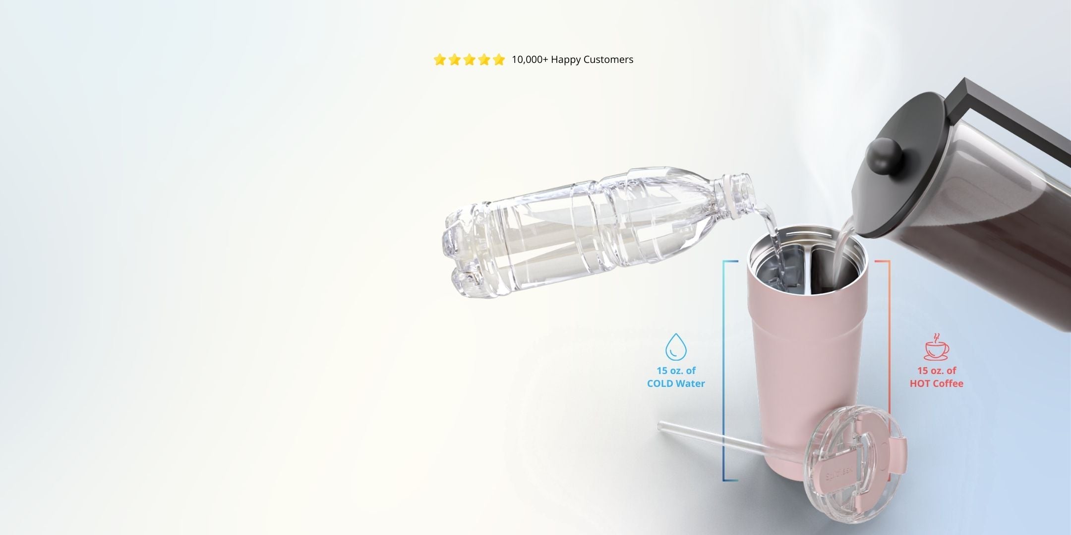 Dual-chamber 30oz Stainless Steel Tumbler / Insulated Water bottle