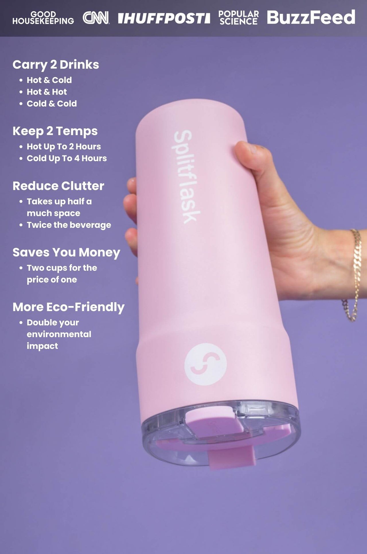 Splitflask Dual Chamber Vacuum Insulated Water bottles & Tumblers – Splitflask: 2-In-1 Stainless ...