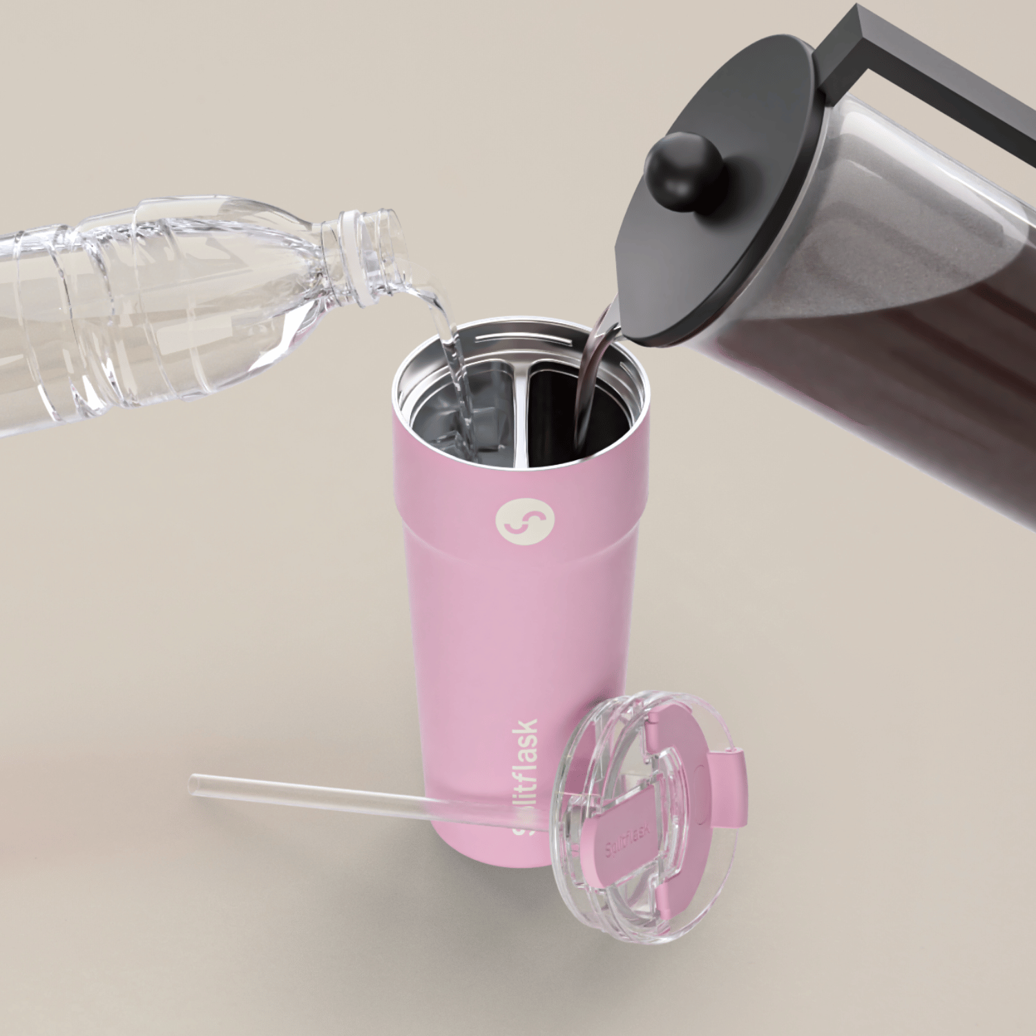 Dual-chamber 30oz Stainless Steel Tumbler / Insulated Water bottle